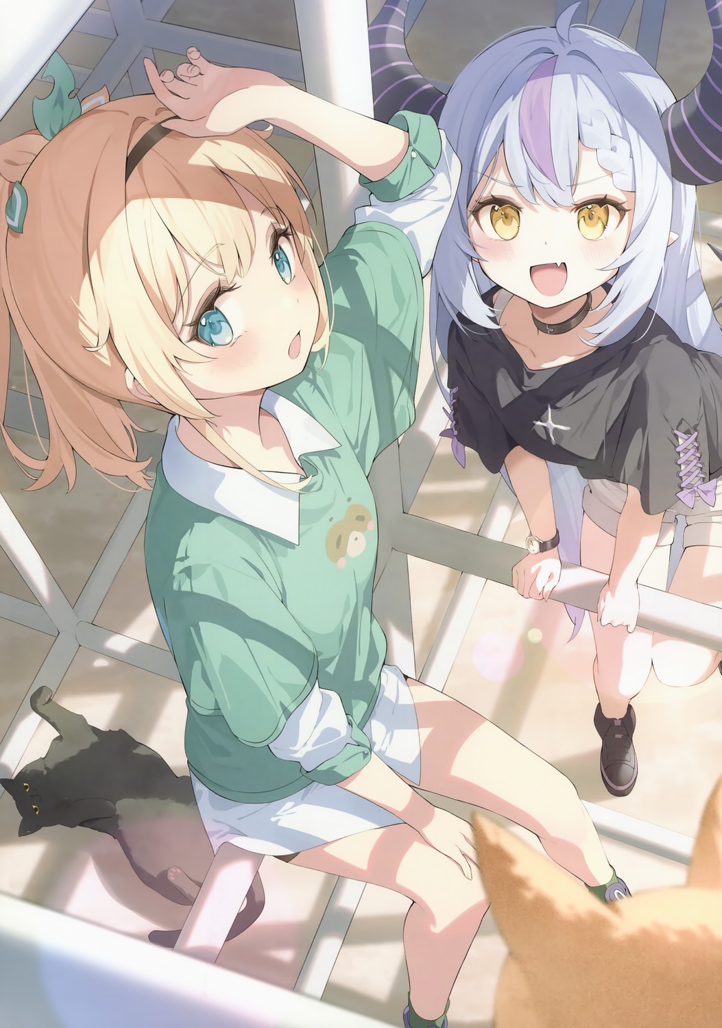 hana mori hololive kazama iroha la+ darknesss bike shorts horns neko pointy ears | #1121744 ...